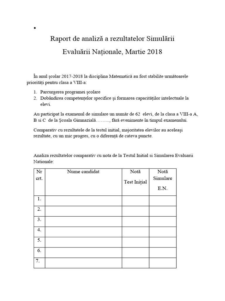 Model Raport Simulare | PDF