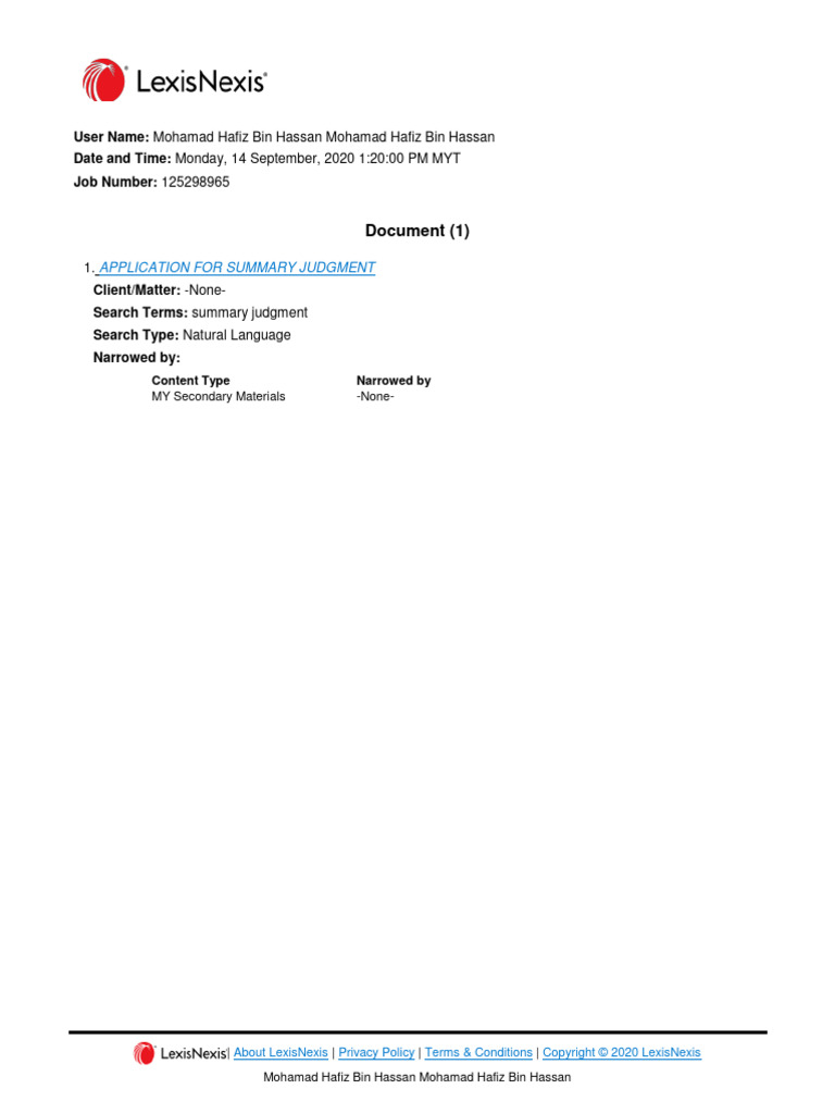 Topic 9 - Application For Summary Judgment | PDF