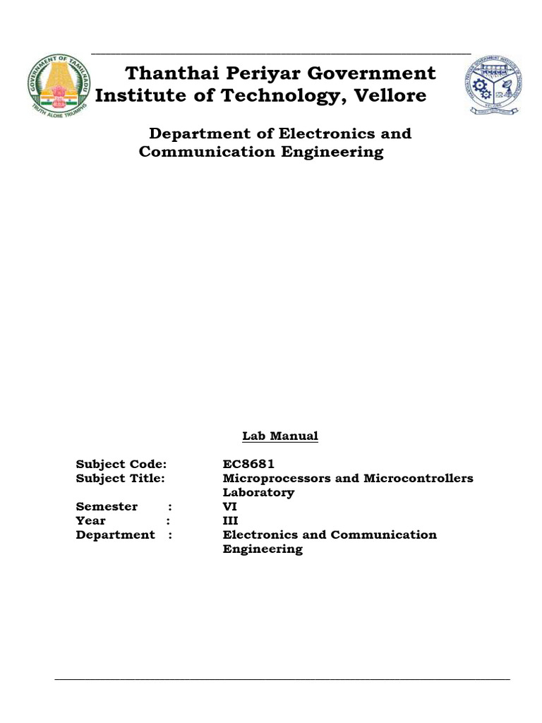 EC8681 MPMC Lab Manual | PDF | Assembly Language | Binary Coded Decimal
