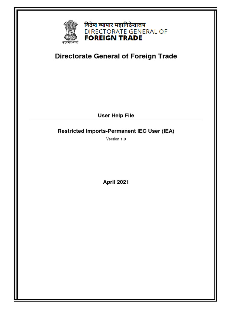 DGFT - Restricted Imports - Permanent IEC User Help File | PDF ...