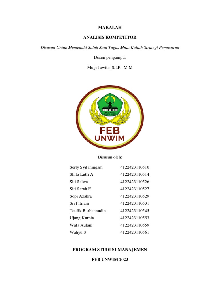 Analisis Kompetitor dalam Pemasaran | PDF