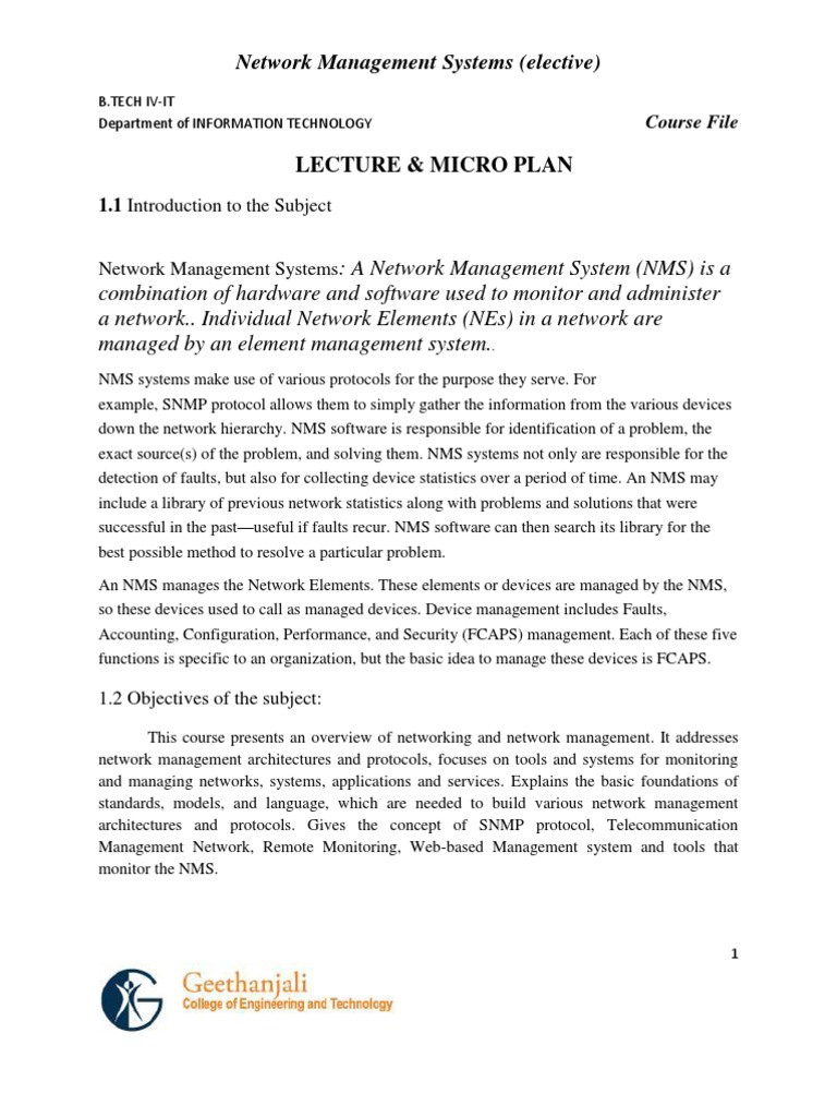 NMS Course Modified) | PDF | Computer Network | Internet Protocol Suite