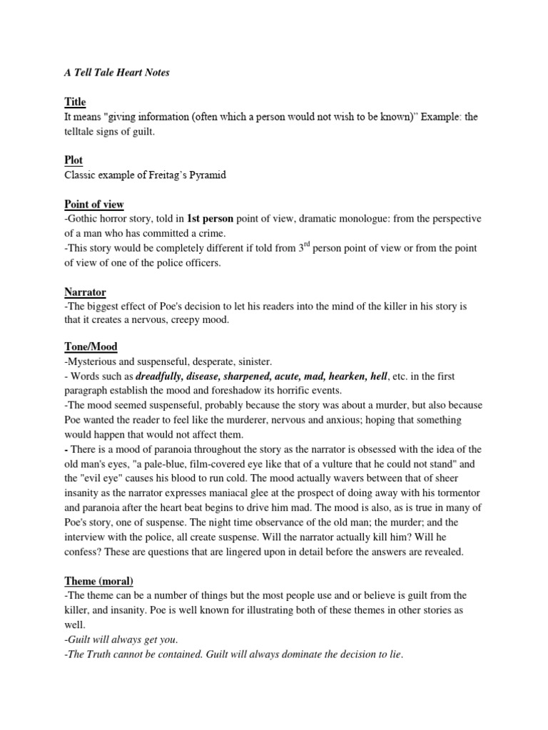 F Tell Tale Heart Notes | PDF | Symbols | Metaphor