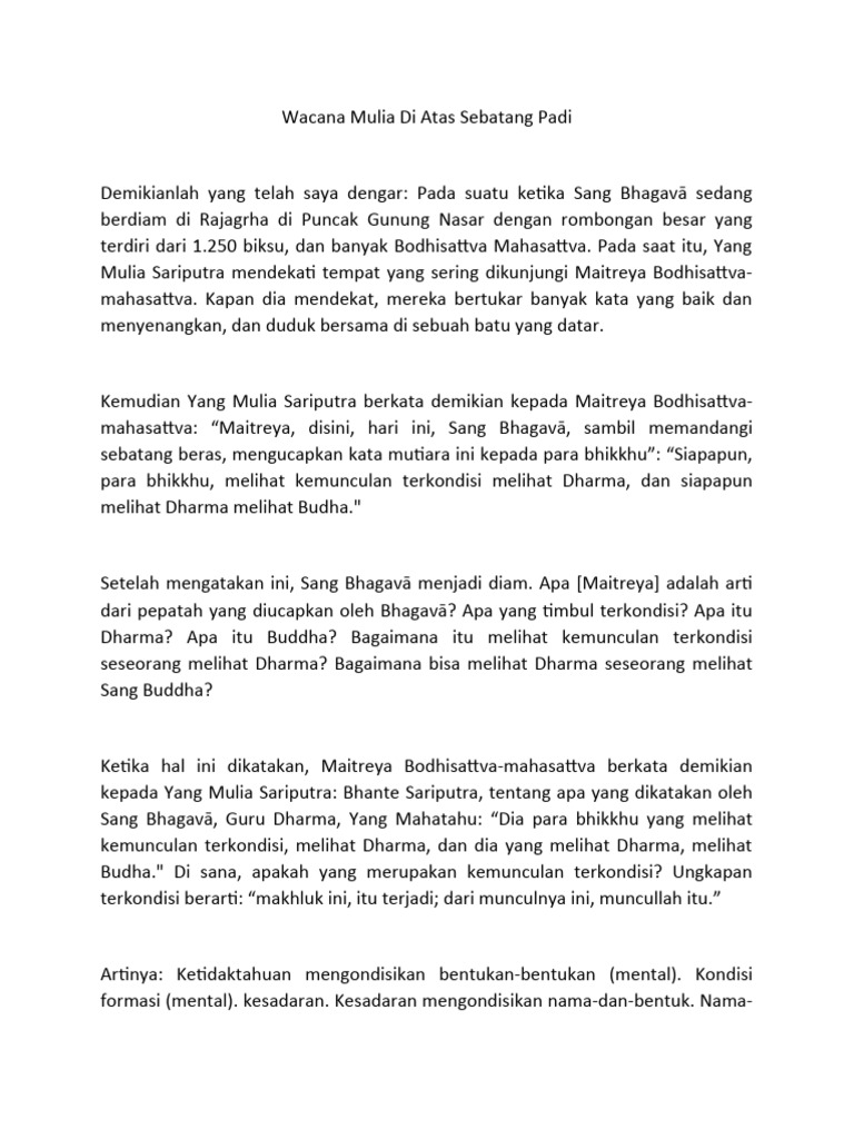 Wacana Mulia Di Atas Sebatang Padi | PDF