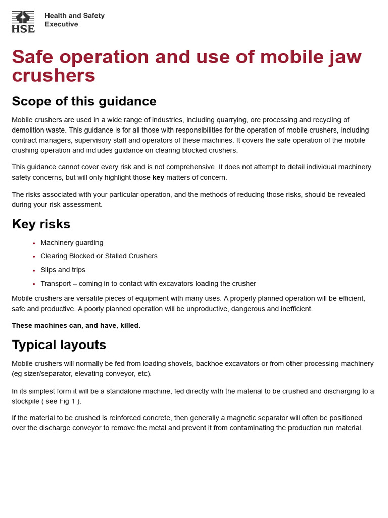 Safe Operating in Crusher | PDF | Loader (Equipment) | Occupational ...