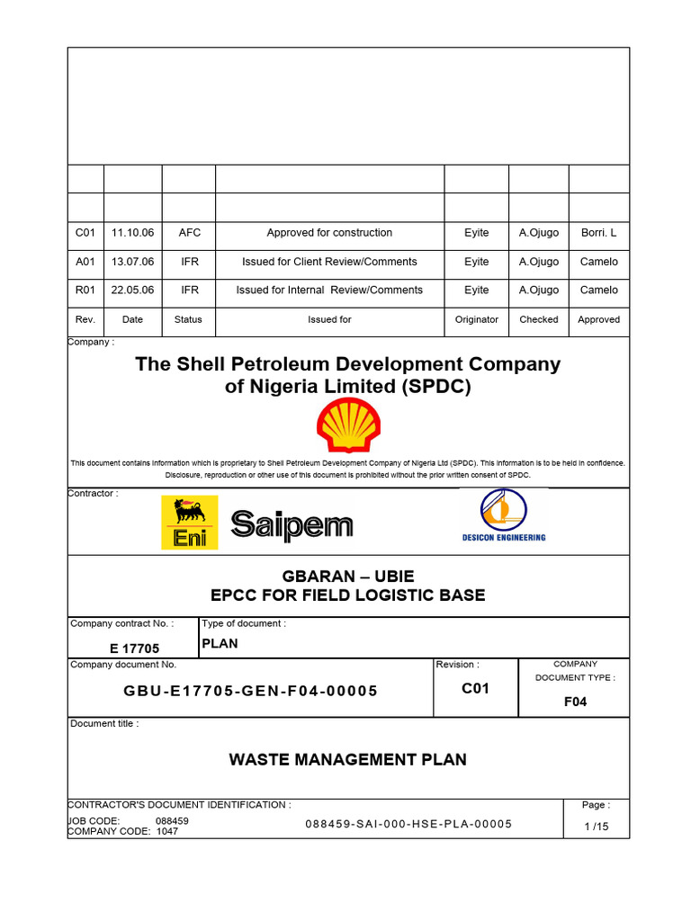 Waste Managment Plan - Sample | PDF