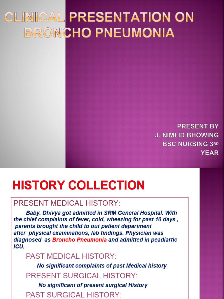 Clinical Presentation On Broncho Pneumonia - .0 | PDF | Lung | Pneumonia