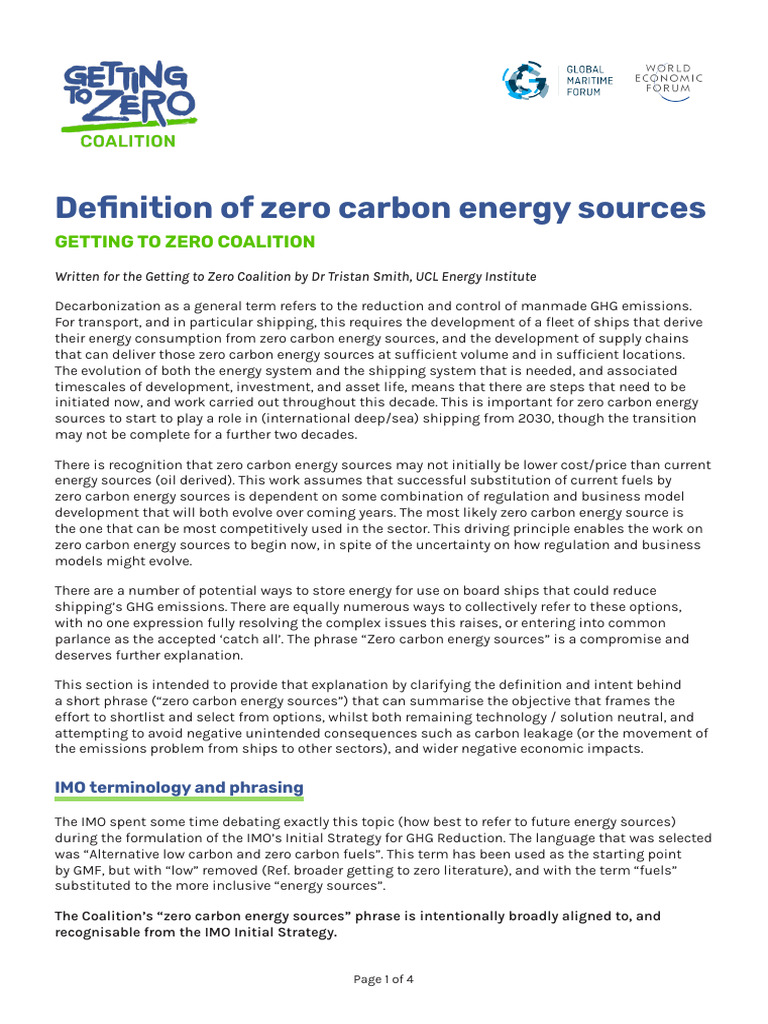 Getting To Zero Coalition - Zero Carbon Energy Sources | PDF | Climate ...