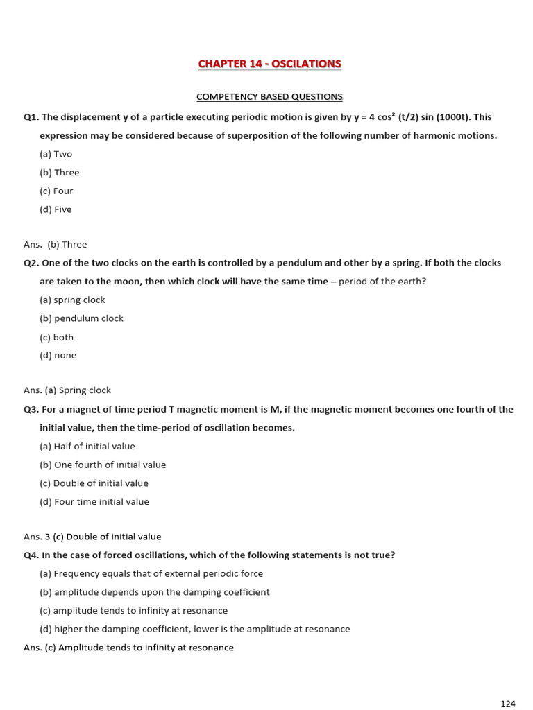 Physics Class XI Notes - Ch-14 and CH - 15 | PDF | Oscillation | Resonance