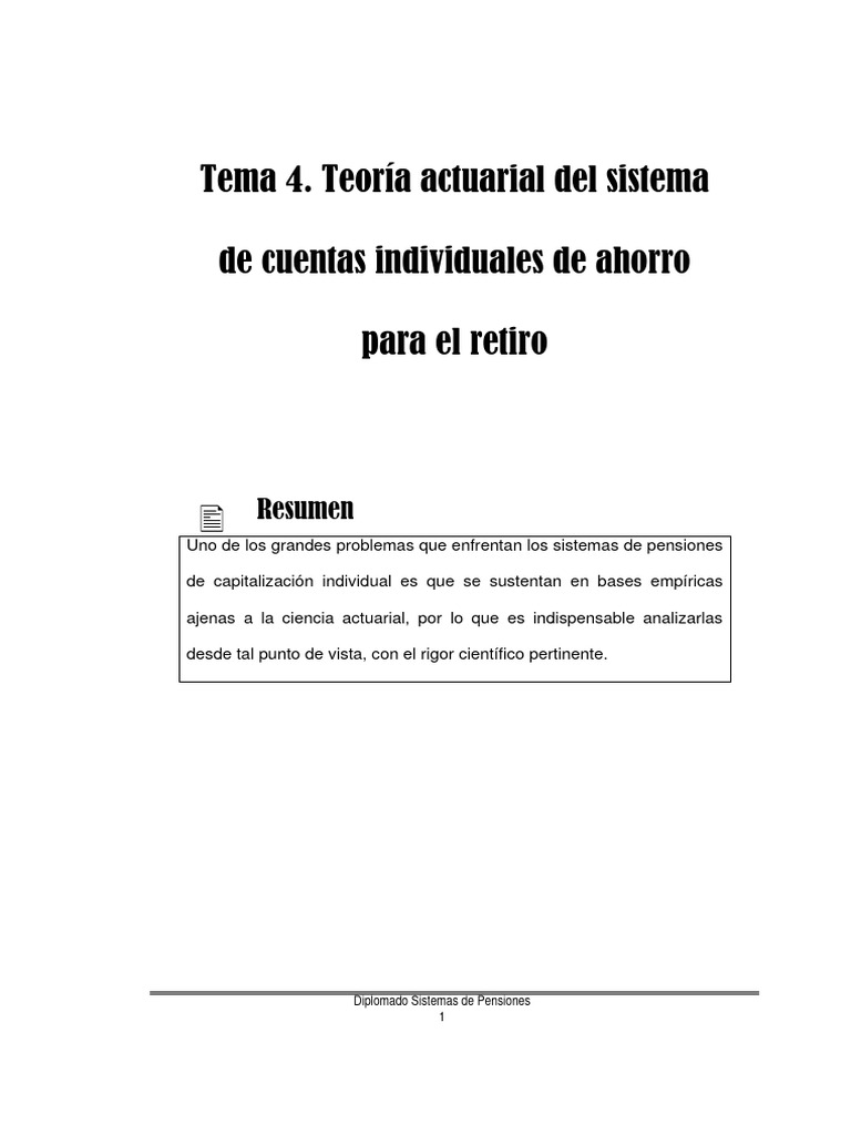 Tema 4 Teoria Actuarial | PDF | Pensión | Jubilación