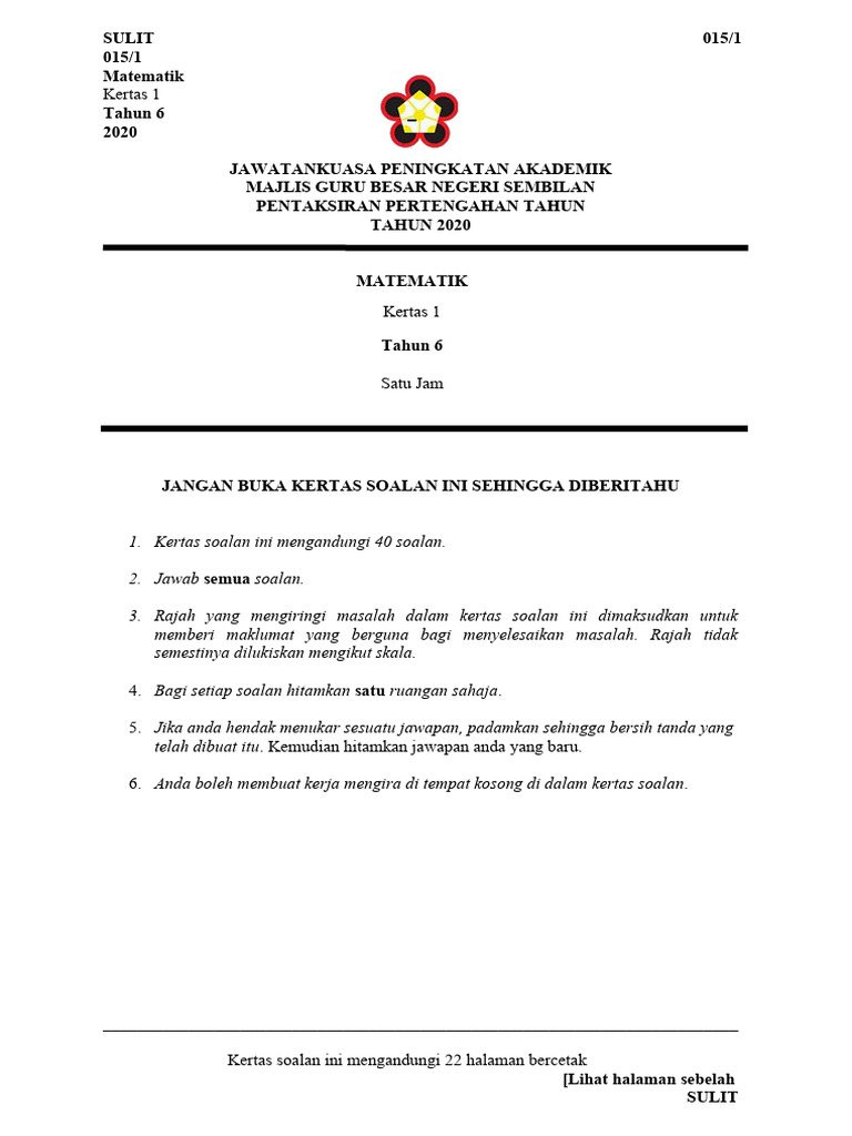 2020 PPT MT K1 Tahun 6 | PDF