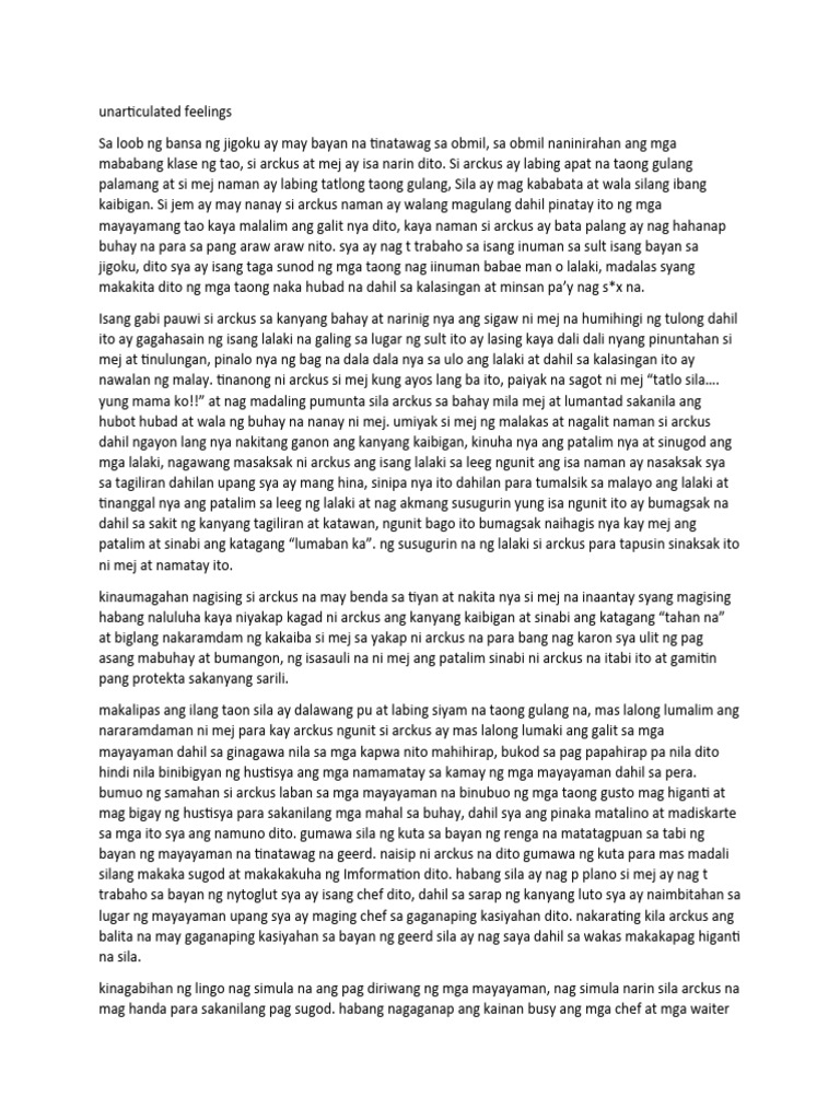 Unarticulated Feelings | PDF