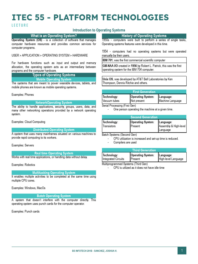 Itec 55a Platform Technologies | PDF | Operating System | Scheduling (Computing)