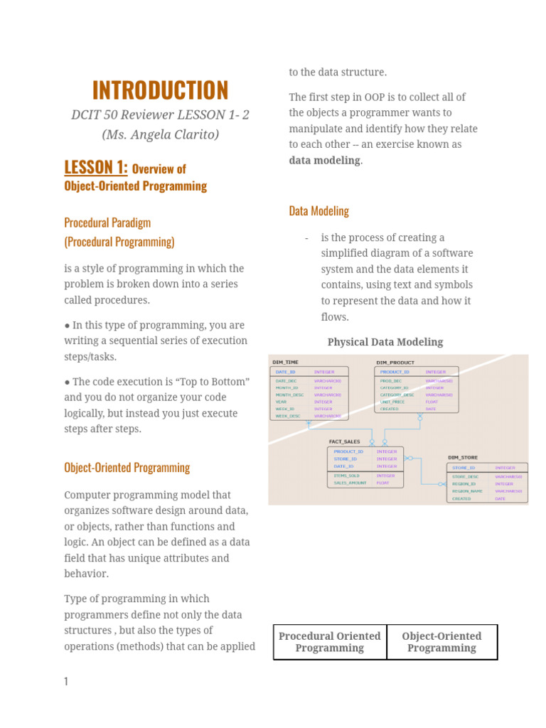Dcit 50 Reviewer 201b Pdf Object Oriented Programming Java Programming Language 