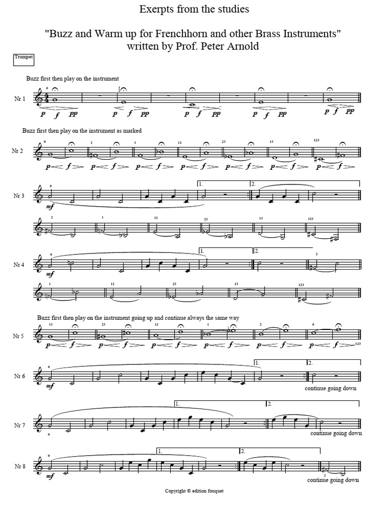 Brass Instrument Warm-Up Exercises | PDF | Brass Instruments | Aerophones