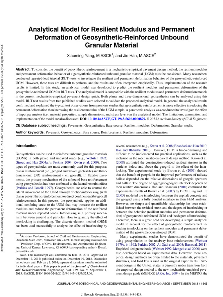 Analytical Model For Resilient Modulus and Permanent | PDF | Deformation (Engineering) | Young's ...