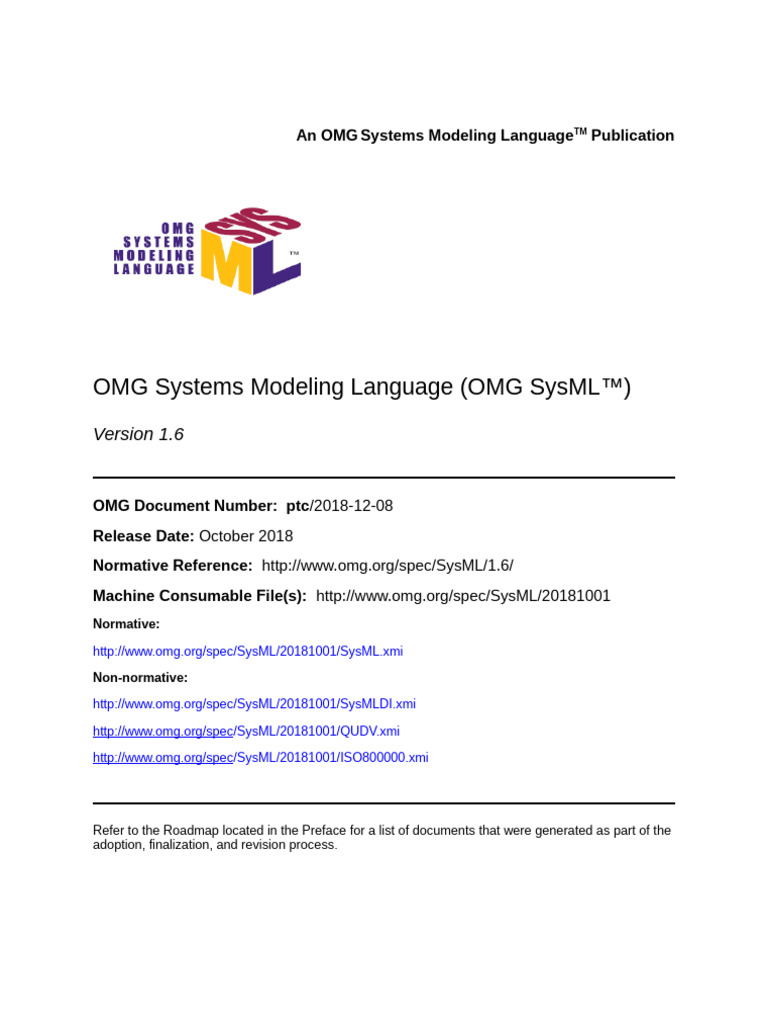 OMGSysML v1.6 18 12 08 | PDF | Unified Modeling Language | Systems Science