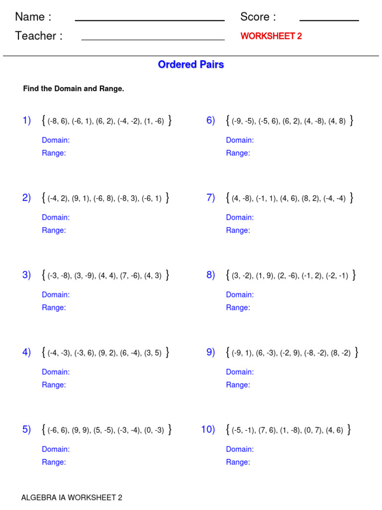Alg 1a Domain-Range - Version 2 | PDF