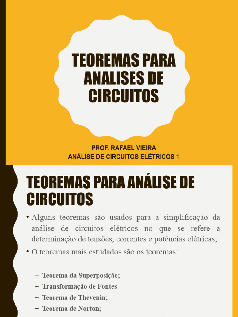 Teoremas de Circuitos Elétricos | PDF | Rede elétrica | Resistência ...
