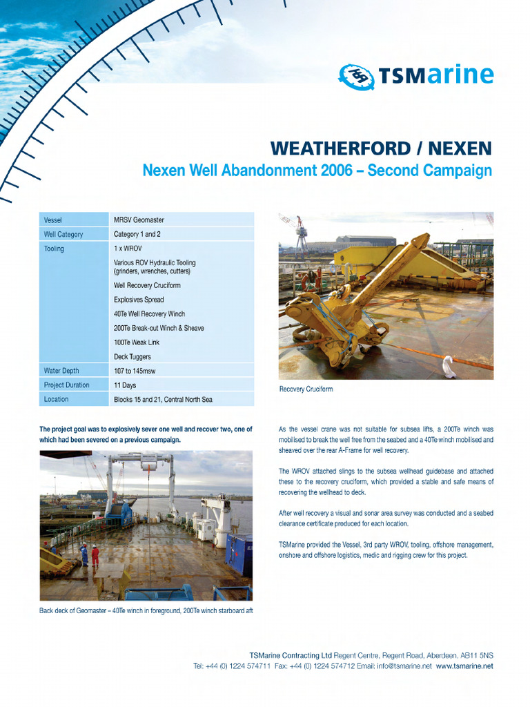 Weatherford - Nexen Well Abandonment 2nd Campaign 2006 | PDF