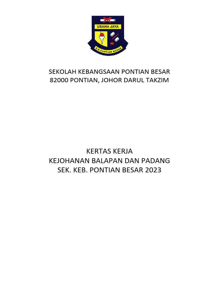 Kertas Kerja Kejohanan Olahraga 2023 SKPB | PDF