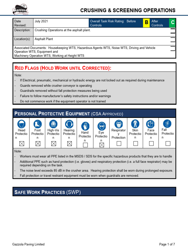 R F (H W C) :: Operations & Screening Crushing | PDF | Personal ...