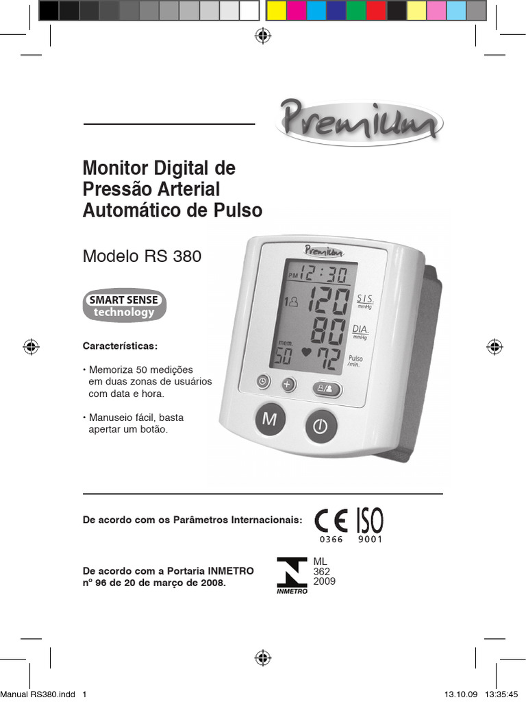 Manual Medidor de Pressão RS380 | PDF | Hipertensão | Pressão sanguínea