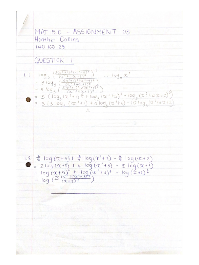 Mat1510 Assignment 03 | PDF