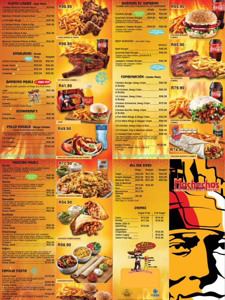 Mochachos Menu August 2018 | PDF | Hamburgers | Burrito