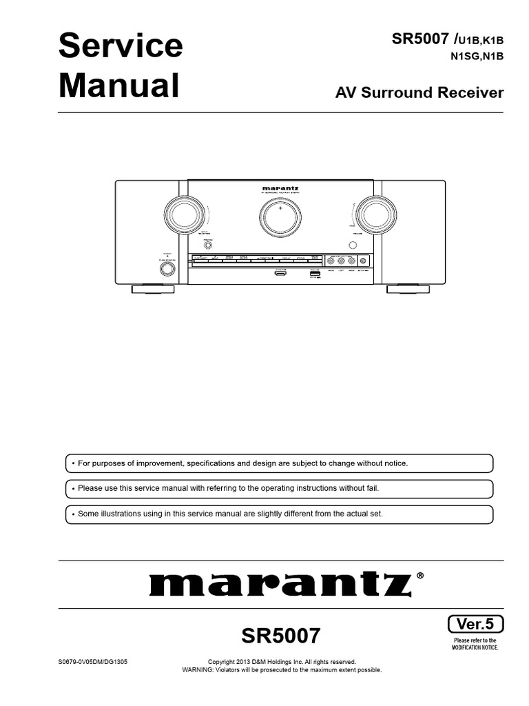 MARANTZ SR5007 Service Manual | PDF