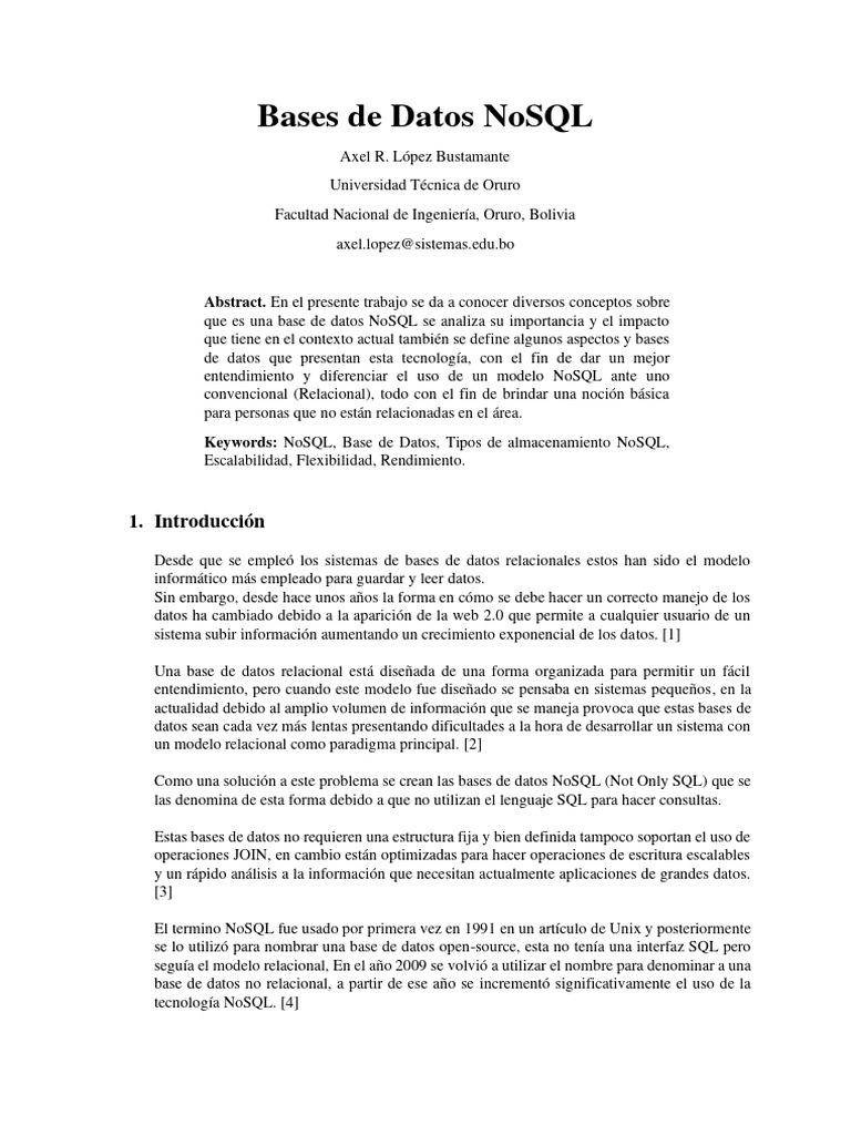 Bases de Datos Nosql Lopez Axel | PDF | Bases de datos | No Sql