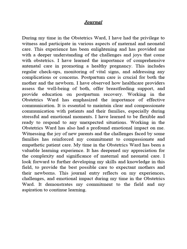 Journal - OB WARD. | PDF