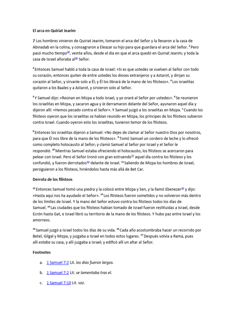 El Arca en Quiriat Jearim: Historia y Significado | PDF | Arca de la ...