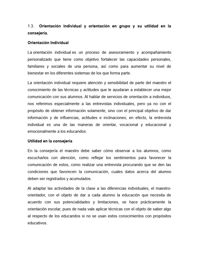 1.3 Orientacion Individual y Grupal | PDF | Comunicación | Conceptos ...