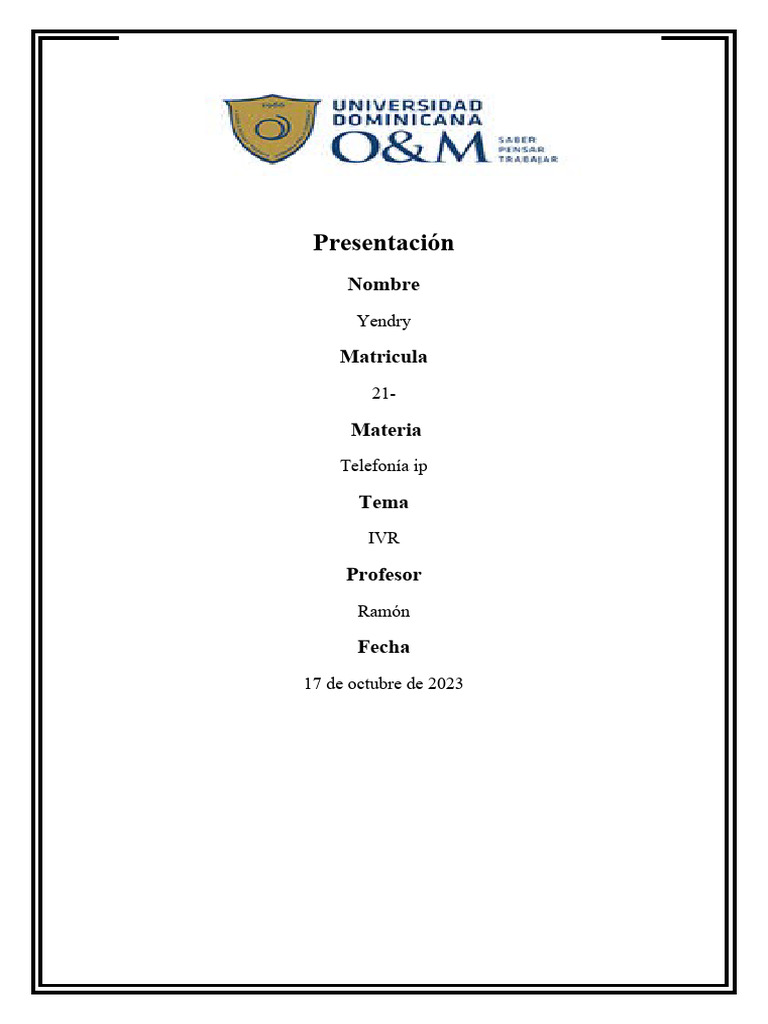 Trabajo | PDF | Respuesta de Voz Interactiva | Tecnologías de la información