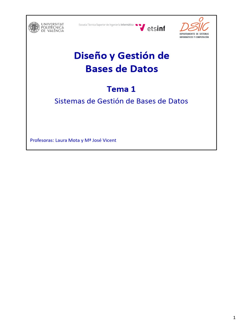 Tema 1 | PDF | Bases de datos | Almacenamiento de datos de la computadora