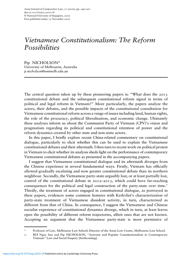 Vietnamese Constitutional Reform Insights | PDF | Vietnam | China