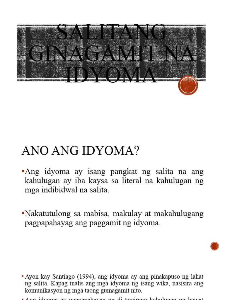 Salitang Ginagamit Na IDYOMA | PDF
