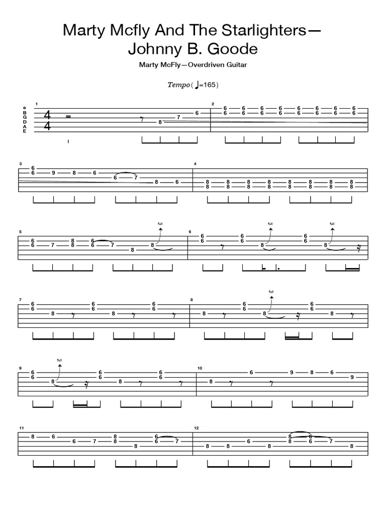 Johnny B. Goode Tab by Marty Mcfly and The Starlighters - Marty McFly ...