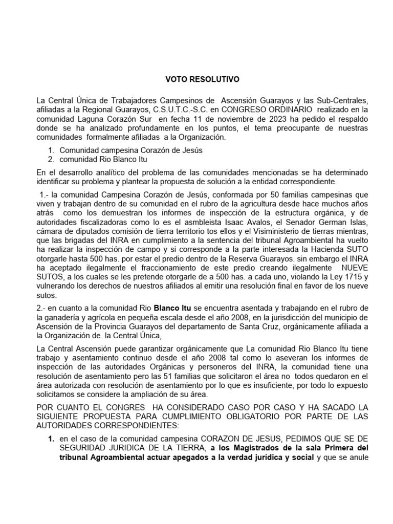 Voto Resolutivo Central Ascension Jesus | PDF | Justicia | Crimen y ...