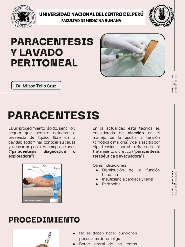 Paracentesis y Lavado Peritoneal | PDF | Abdomen | Lesión