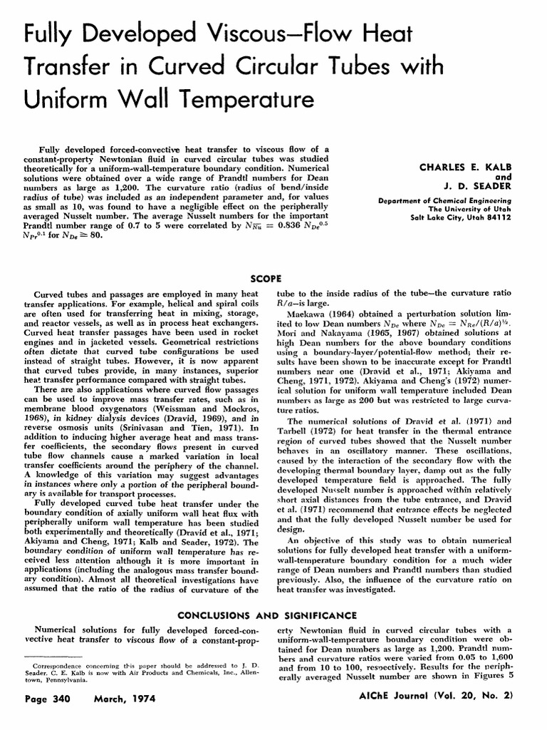 Fully Developed Viscous-Flow Heat Transfer in Curved Circular Uniform ...