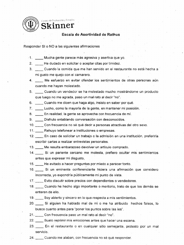 Escala de Asertividad de Rathus | PDF