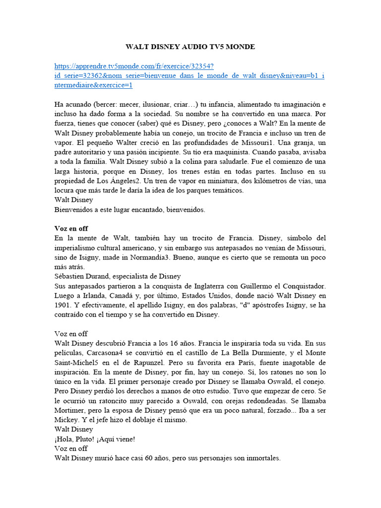 Historia de Walt Disney y su legado | PDF | Walt Disney
