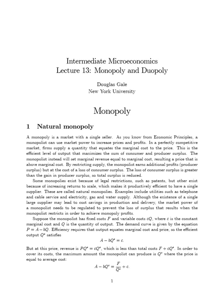 10 Monopoly and Duopoly | PDF