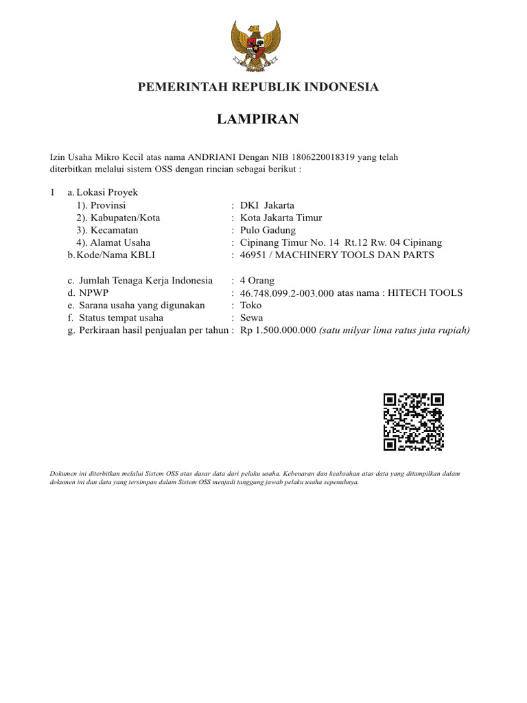 IUMK Hitech Tools Jakarta Timur | PDF | Pengelolaan Keuangan & Uang