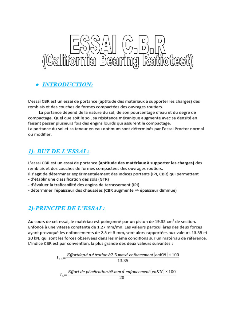 Essai CBR Moi | PDF | Génie du bâtiment | Matériaux