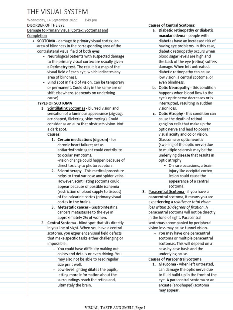 MODULE 7 - VISUAL, TASTE and SMELL | PDF | Visual Impairment | Visual Perception