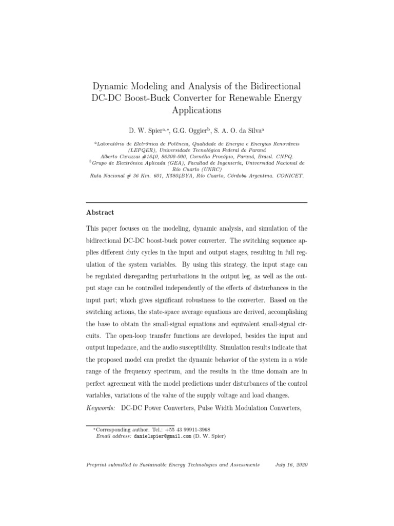 Dynamic Modeling And Analysis Of The Bidirectional Dcdc Boost Buck Converter Pdf
