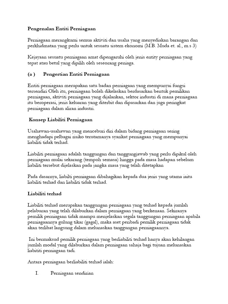Entiti Perniagaan | PDF